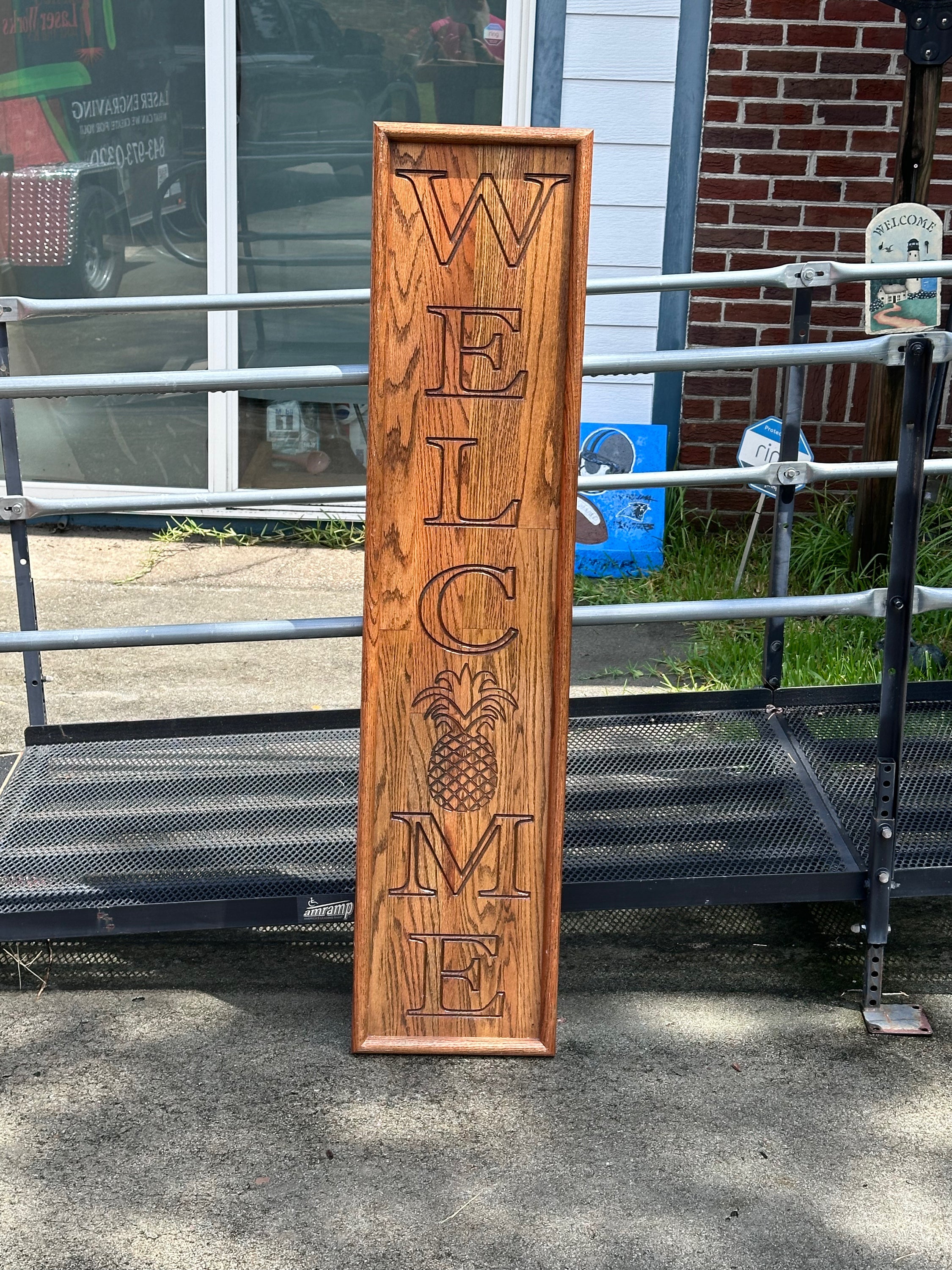Solid Oak Welcome Sign | Barnes Laser Works Plus 3D Printing